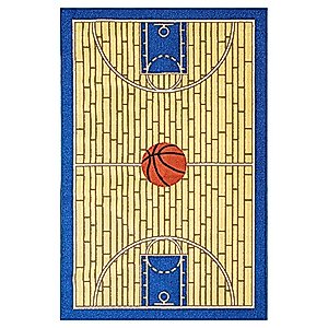 Furnish my Place 695 Basketball Blue Kid Play Area Rug for Bathroom, Playroom & Kindergarten Classroom, Basketball Court, Blue (3'3"x5')