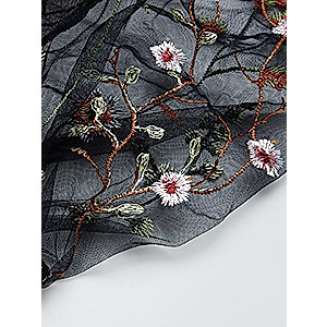 DIDK Women's Mesh Long Sleeve Pullover Tunic Dress Velvet Black XX-Large