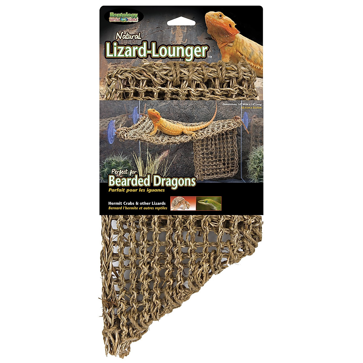 PENN-PLAX Reptology Lizard Lounger Corner Triangle with Ladder– 100% Natural Seagrass Fiber – Great for Bearded Dragons, Anoles, Geckos, and Other Reptiles – Large