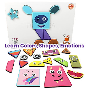 ButterflyEdufields 100+ Magnetic Puzzles for Kids 3 4 5 Years Old | Mix & Match Fun Shapes & Emoticons 100+ Play Challenges | Creative Birthday Gift for Kids