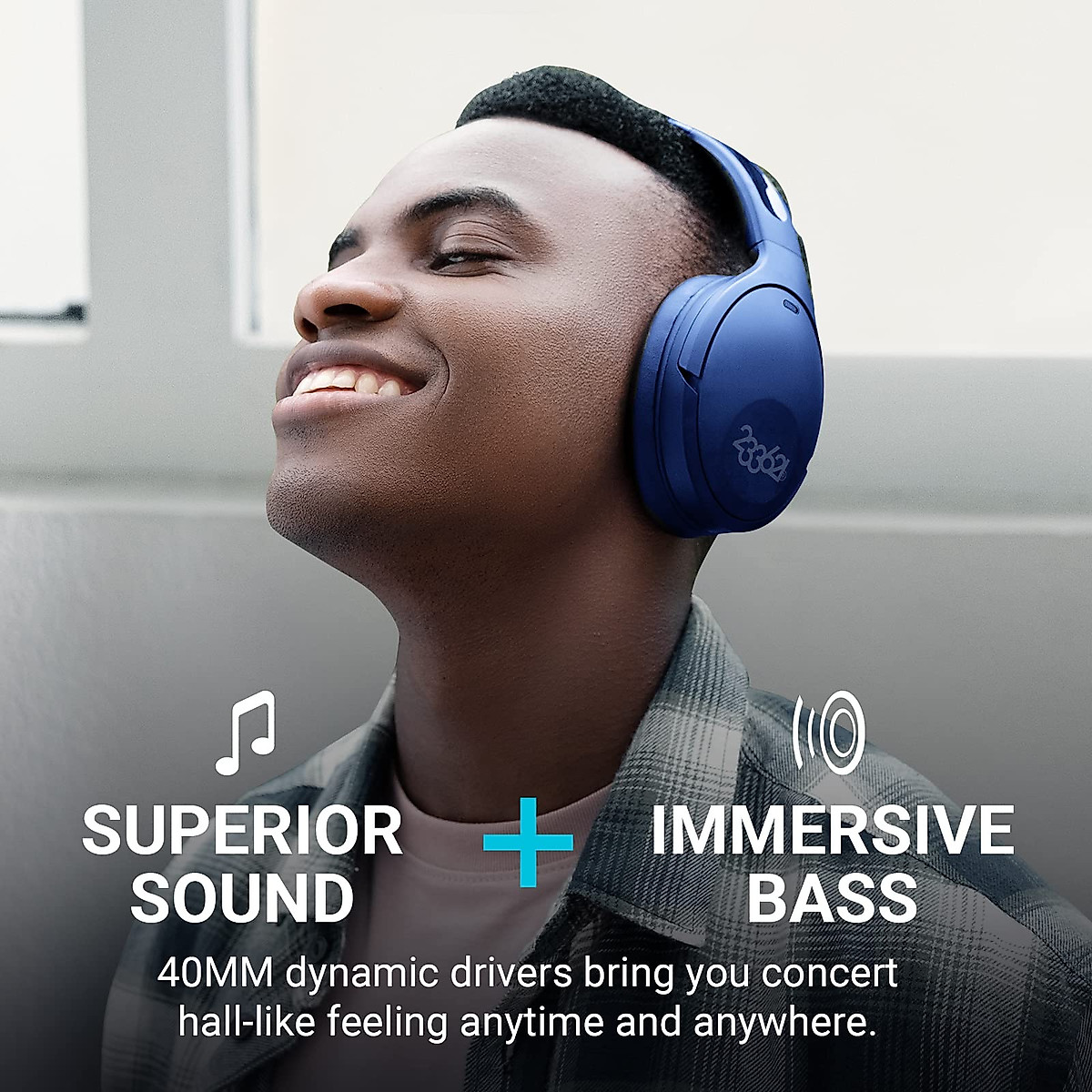 233621 Hush Hybrid Active Noise Cancelling Bluetooth Headphones with 100 Hrs of Playback, Dark Blue