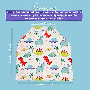 Little Emerald 7-in-1 Multi-use Cover - Privacy for Breastfeeding & Pumping, Baby Car Seat, Carrier, Stroller, High Chair, Shopping Cart, Lounger Canopy, Newborn Essentials (Dinosaur)