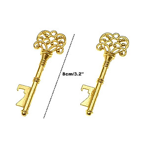 50pcs Skeleton Key Bottle Opener Wedding Party Favor Souvenir Gift with Candy Box and Ribbon(Gold)