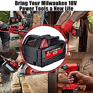 TURPOW Upgraded 7000mAh Replacement for Milwaukee M18 Battery Lithium, Compatible with Milwaukee 18 Volt XC Cordless Tools 48-11-1815 48-11-1820 48-11-1865 48-59-1850 48-11-1828, with 2 Packs Holder