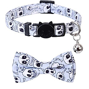 Lamphyface 2 Pack/Set Halloween Cat Collar Breakaway with Cute Bow Tie and Bell for Kitty Adjustable Safety