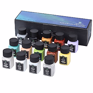 Smalltongue 14 Metal Colors Acrylic Leather Paint Kit, Acrylic Leather Paint kit for Shoe, Sneaker, Bag, Couches, Car Seat, Preparer and Finisher, Gift for Beginner