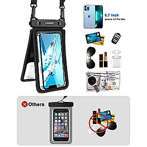 v-Golvin Waterproof Phone Pouch, 2 in 1 IPX8 Cellphone Dry Bag Waterproof Case for iPhone 14 13 12 11 Pro Max SE 2020 XS Max XR X 8 7 6s Plus S22 S10 S20 S21 Ultra Note 20/10 Up to 7 inches, Black