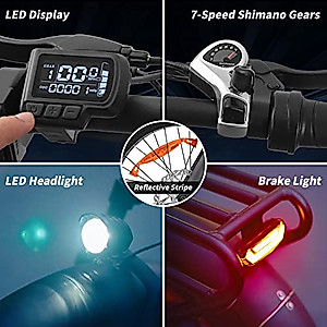 AIWARGOD Electric Bike for Adults, 500W Folding Electric Bicycle with 36V Removable Lithium Battery, 20" x 4.0 Fat Tire Ebike for Adults with Shimano 7-Speed Shifter Mens/Women 25MPH E Bikes