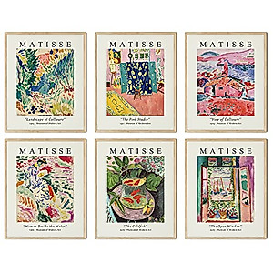 Gatcvbiao Matisse Wall Art, Aesthetic Posters, Set of 6 Matisse Poster, Matisse Prints, Henri Mattise Art, Wall Posters Aesthetic, Art Exhibition Poster, Abstract Vintage Poster (8" x 10", Unframed)