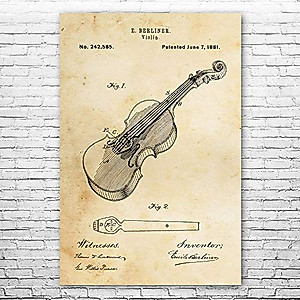 Berliner Violin Poster Print, Classical Music Art, Violin Teacher Gift, Music Class Art, Violinist Gift, Violin Decor Vintage Paper (11 inch x 14 inch)