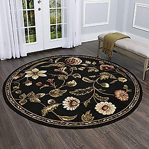 Home Dynamix Optimum Amell Traditional Floral Area Rug, 8 ft, Black/Burgundy