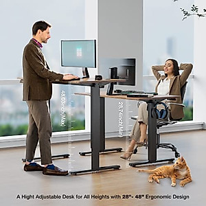 Sweetcrispy Electric Standing Desk, 40 x 24in Adjustable Height Electric Stand up Desk Standing Computer Desk Home Office Desk Ergonomic Workstation with 3 Memory Controller, Rustic Brown