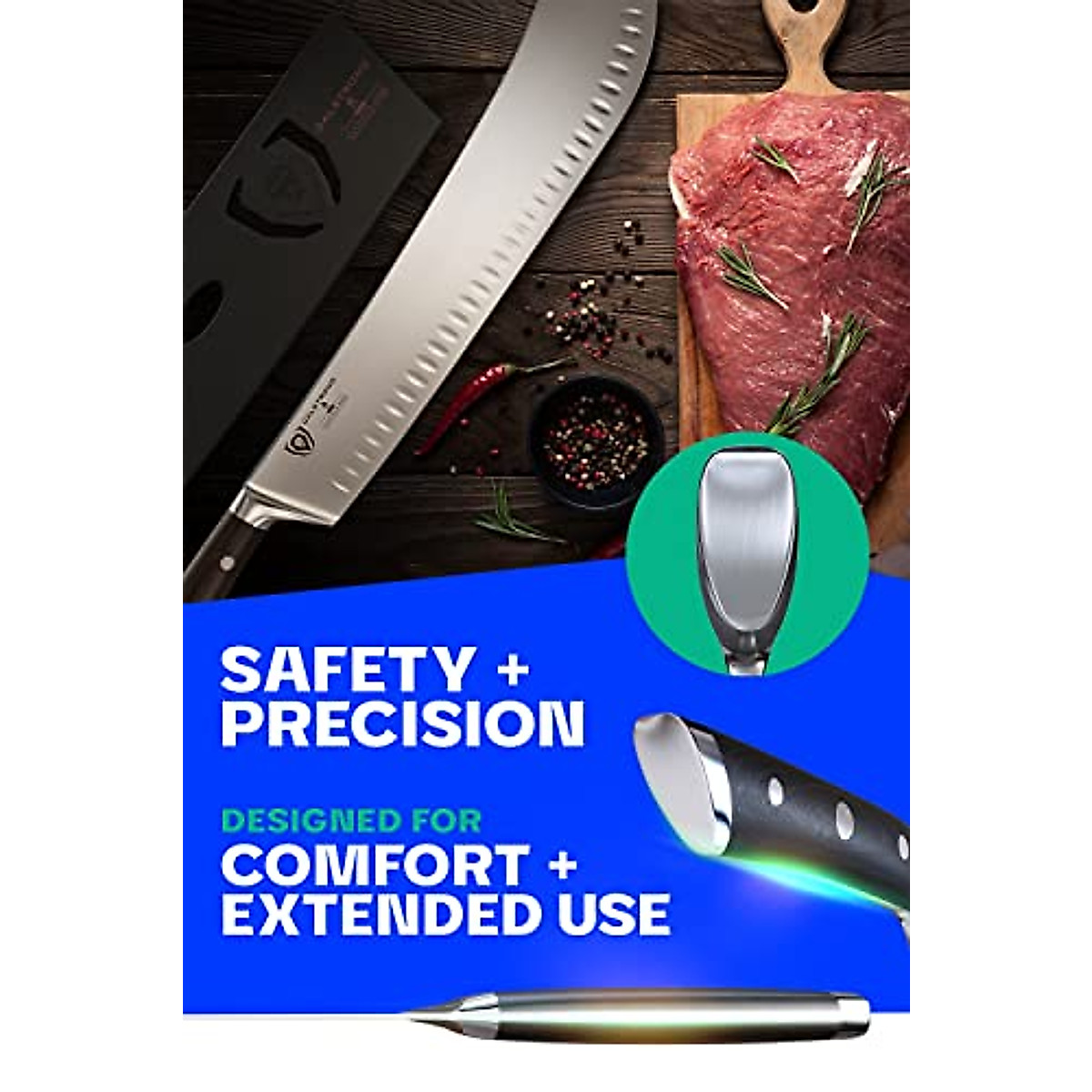 Dalstrong Bull Nose Butcher Knife - 14 inch - Gladiator Series Elite - High Carbon Premium German Steel - Black G10 Handle - Meat BBQ Knife - Sheath Included - NSF Certified