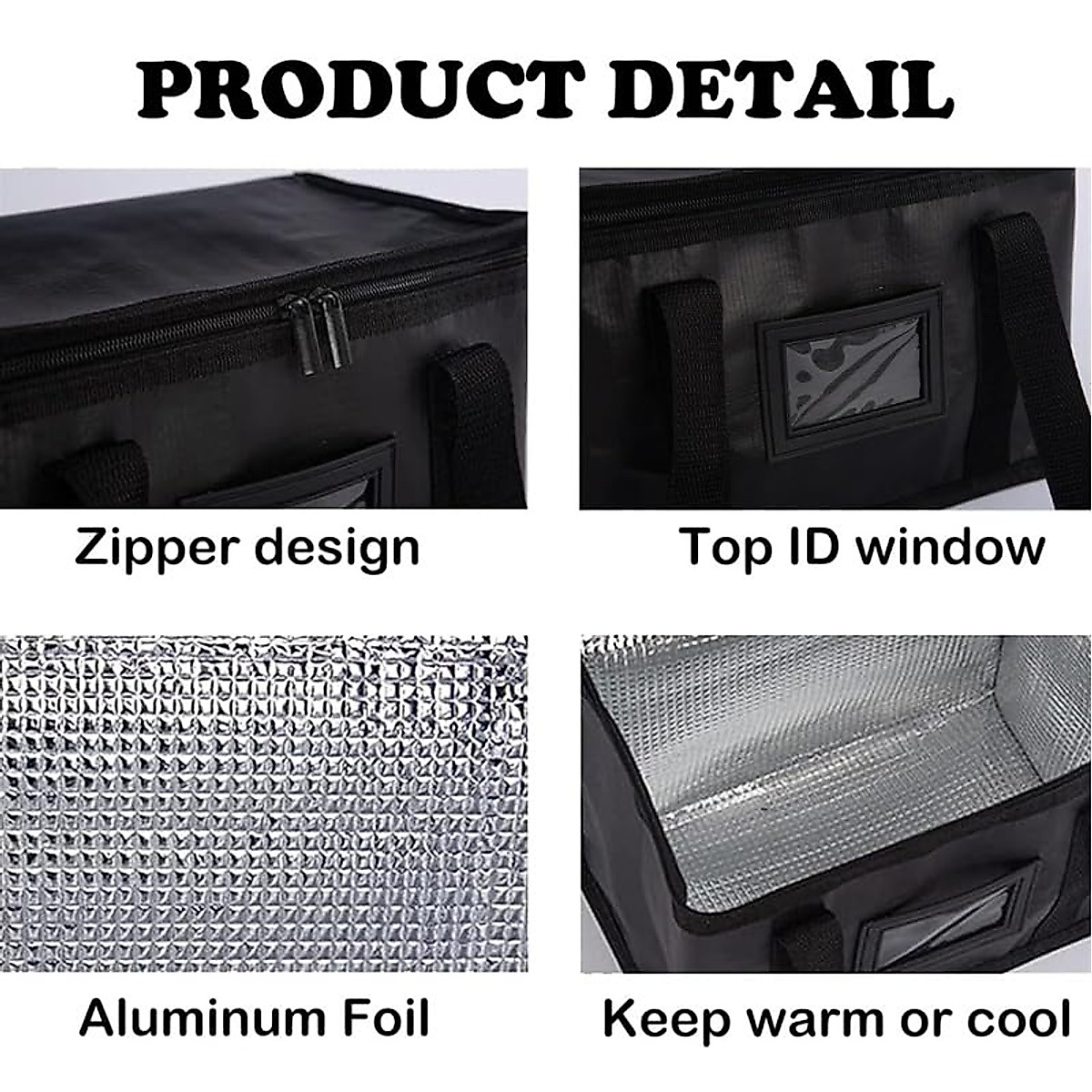 Large Insulated Food Delivery Bag for Pizza Delivery, Grocery- Cooler Bag, Food Warmers for Parties, Thermal Bags for Cold and Hot Food Carrier (L)