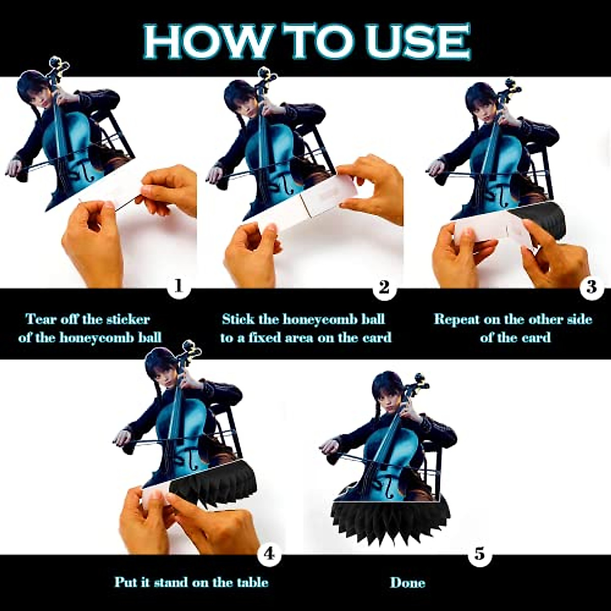 Wednesday TV Show Party Decorations, 8pcs Wednesday TV Show Honeycomb Centerpieces, Wednesday TV Show Table Decorations,3D Double Side Centerpiece for Birthday Party