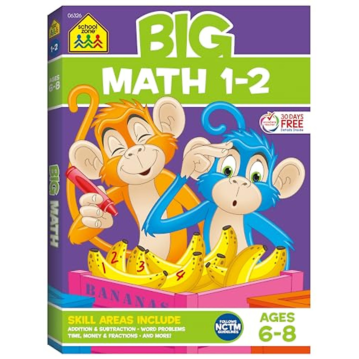 School Zone - Big Math 1-2 Workbook - 320 Pages, Ages 6 to 8, 1st Grade, 2nd Grade, Addition, Subtraction, Word Problems, Time, Money, Fractions, and More (School Zone Big Workbook Series)