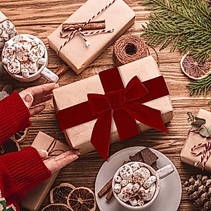 15 Yards Velvet Ribbon 1-1/2 Inch Single Face Brown Velvet Ribbon Spool Prefect for Wedding, Ribbon for Gift Wrapping, Christmas Wreath,Hair Bows Ribbon, Ribbon for Crafts