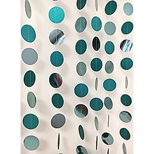 Hellensp Sage Green Circle Garland 4 Pack Green Dots Paper Garland String Hanging Backdrop 52 feet Teal Circle Garland for Birthday Rustic Wedding Baby Shower Vintage Party