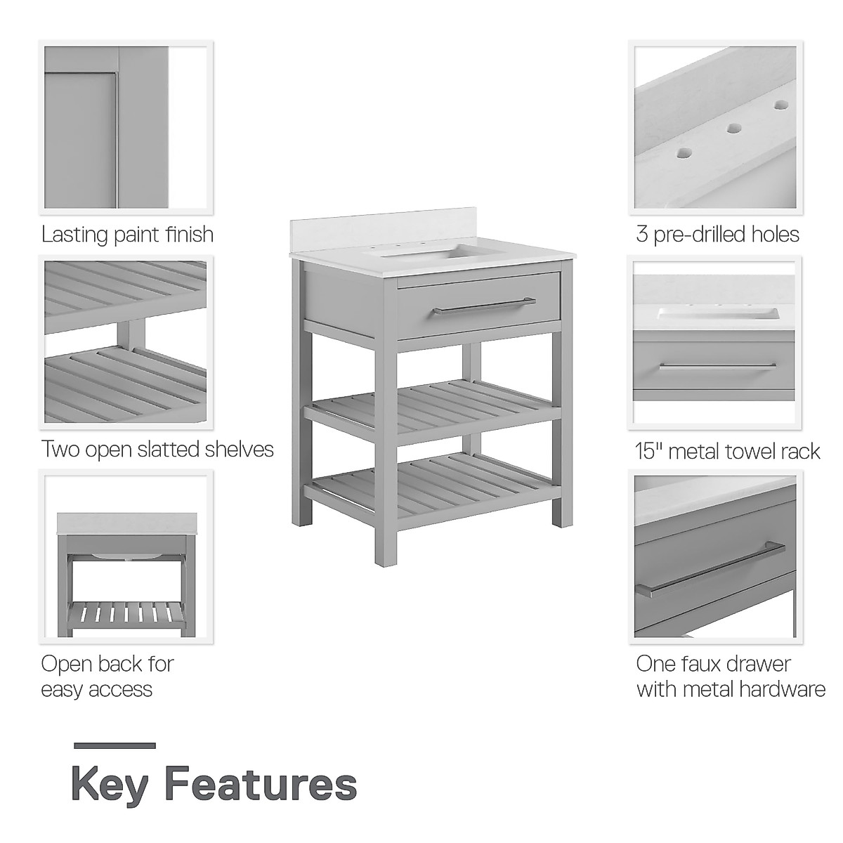 DHP Camden 30” Bathroom Vanity, Gray