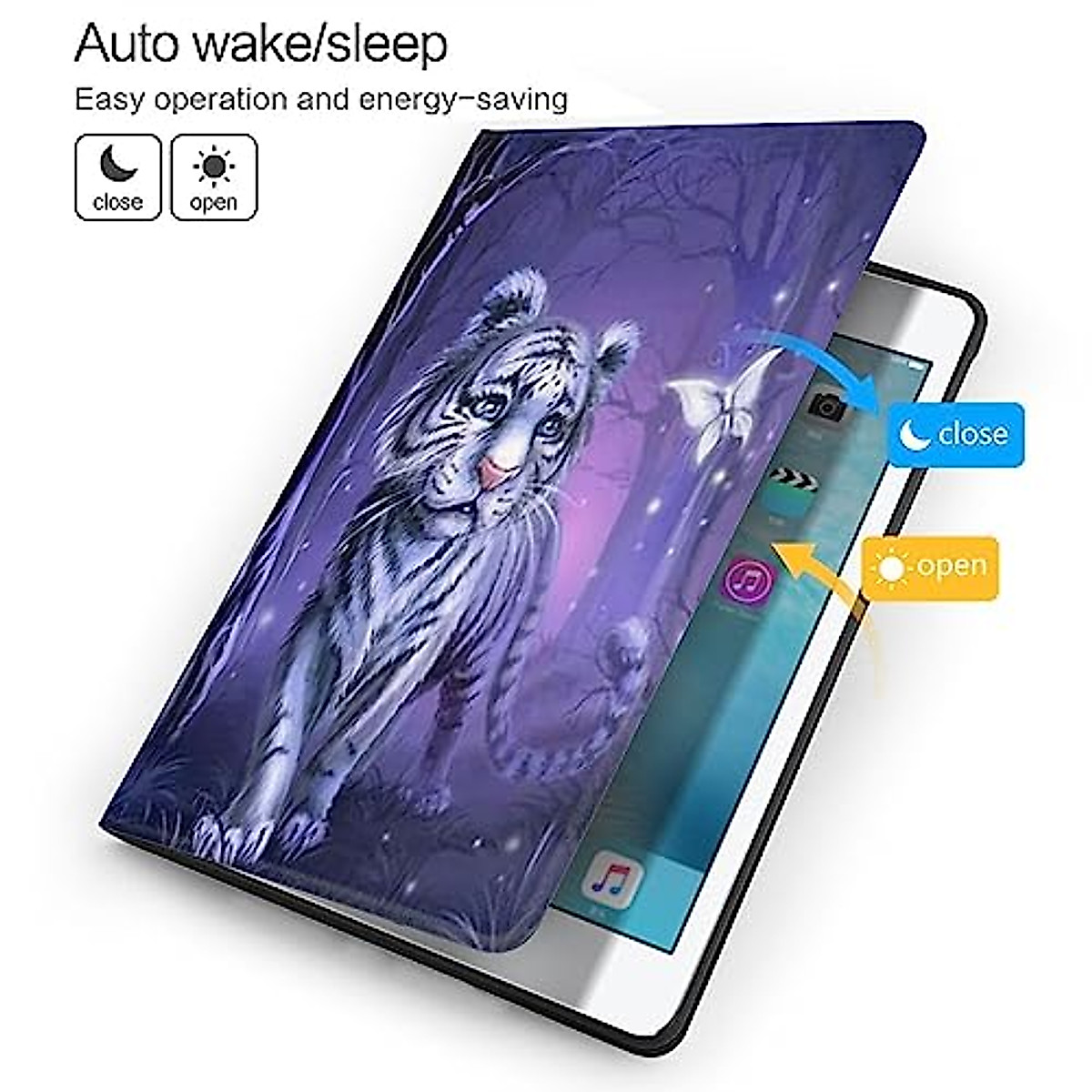 Forest White Tiger Case Fit for IPad Air 3 Pro 10.5 Inch Case with Auto Sleep/Wake Ultra Slim Lightweight Stand Leather Cases