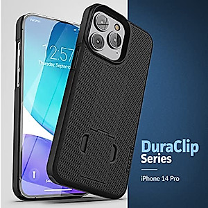 Encased DuraClip Holster Designed for iPhone 14 PRO Case with Belt Clip and Kickstand (Matte Black)