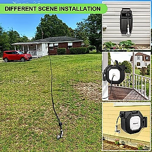 5/8" Heavy Duty Retractable Gaeden Hose Reel by HOZEREEL, Garden Hose Reels Outdoor Organizer- Self Propelling Wall Mount Hose Reel Outdoor Storage, Any Length Lock, 90 FT Hose