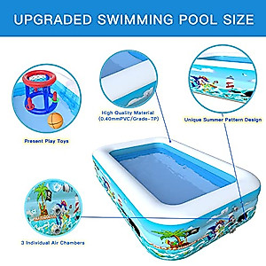 Inflatable Pool, Inflatable Pool for Kids and Adults, 120" X 72" X 22" Oversized Thickened Family Swimming Pool for Kids, Garden, Backyard, Summer Water Party, Contains Inflatable Basketball (Stand)
