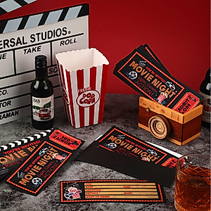 Woanger 50 Pieces Movie Party Invitations with Envelopes Movie Night Invitations Movie Ticket Birthday Invitations for Birthday Baby Shower Movie Night Red Carpet Party