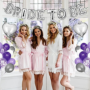 BLOOMWIN Purple Bachelorette Party Decorations - Bridal Shower Decorations Purple and Silver Bride To Be Balloons Kit Lavender Lilac Hen Party Decorations