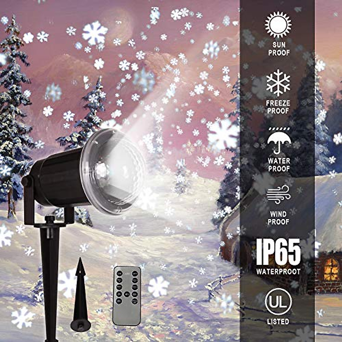 Christmas Snowflake Projector Lights Outdoor Indoor Snow Storm Waterproof LED Snowfall Projection Lamp for Christmas Theme Party Holiday Halloween Home Birthday Party Holiday Garden Decoration