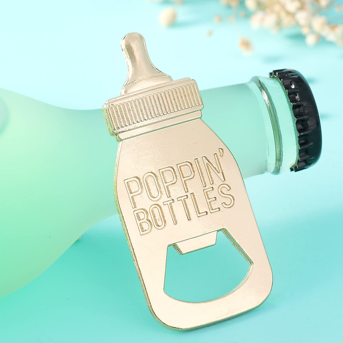 24 pcs Bottle Opener Gender Reveal Party Favors for Guests, Poppin Bottle Openers for Baby Shower Favors,Gifts,Decorations and Souvenirs Gender Reveal Souvenirs Party Supplies (Blue and Pink, 24)