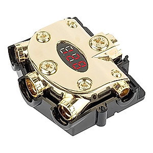 225FWY Gold Premium Digital Voltage Meter & Distribution Block 0 to 0/2/4/8 Gauge AWG Wire Splitter 0g