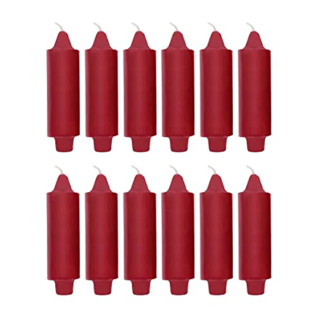 Pacific Co. 12 Pack Coach Candles Unscented 5'' x 1½'' with 7/8'' Base to Fit Traditional Candle Holders Including The Booklet ''Candle Factoids Trivia & Safety Guidelines'' Made in USA (Red)