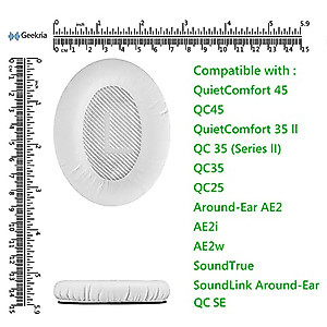 Geekria QuickFit Replacement Ear Pads for Bose QCSE, QC45, QC35, QC35 ii, QC35 ii Gaming, QC15 QC25, AE2, AE2i, AE2w, SoundTrue, SoundLink AE, Headphones Earpads