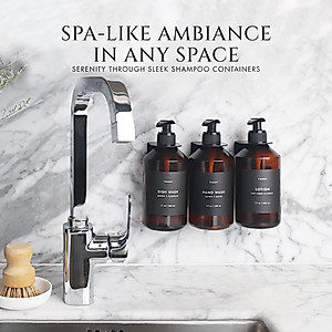 FINESSY Soap Shampoo Conditioner Dispenser Bathroom Wall Mount, Soap and Shampoo Dispenser for Shower Wall, Shower Dispenser 3 Chamber No Drill, Bathroom Soap Dispenser Set, Shower Soap Dispenser