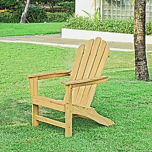 A-ECO LIVING Teak Adirondack Chair, Outdoor Adirondack Chair, Patio Seating Wooden Chair, Water & Weather Resistant Outside Furniture for Patio, Deck, Lawn, Garden, Backyard or Terrace