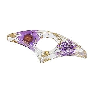FarBoat Resin Dried Flower Thumb Support for Reading Aid Natural Style Bookmark Page Marker (Fan Shape Purple)