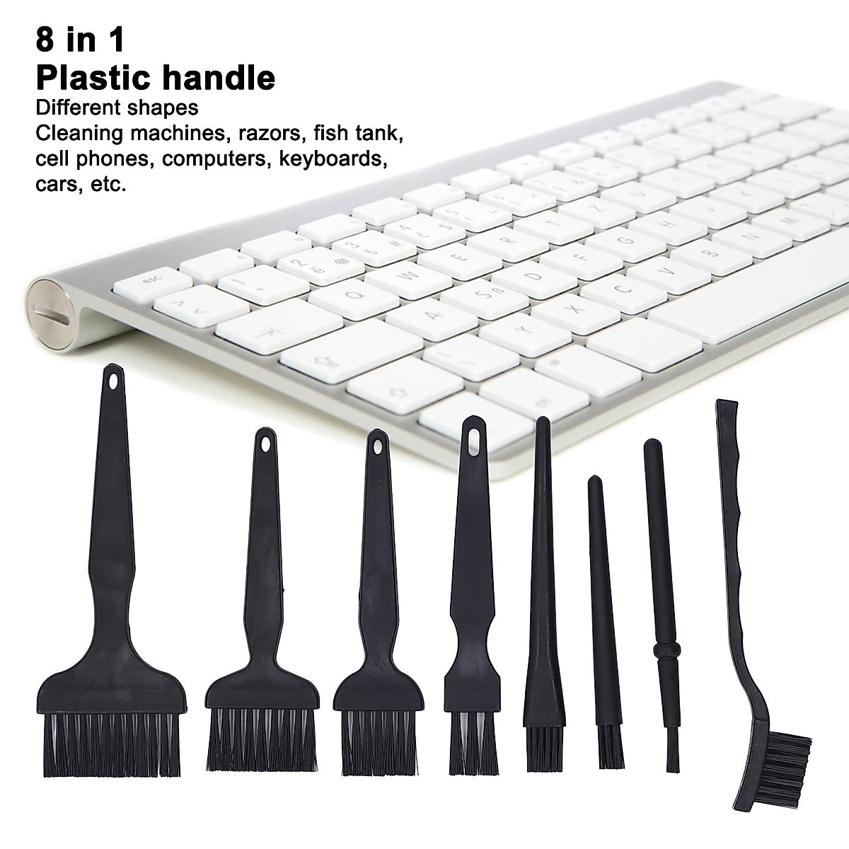 Computer Keyboard Brush Kit, Safe Plastic Handle Dustproof Soft Bristle Electronics Non Static Brushes 8 in 1 for Cell Phones