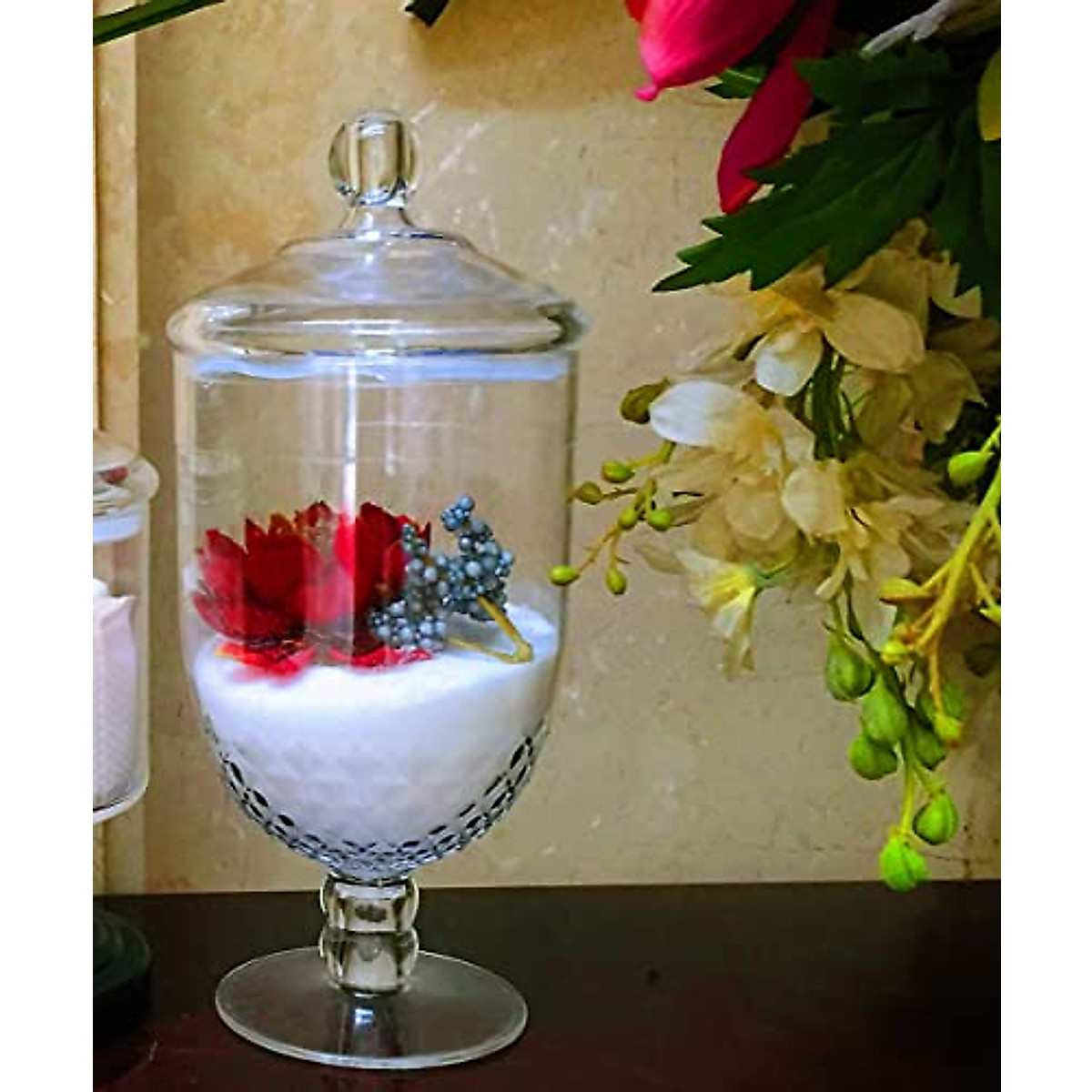 Bekmore Large Apothecary Jar with Airtight Lid in Premium Acrylic, Decorative Weddings Candy Buffet, Break-Resistant and BPA-Free, 55 Ounce