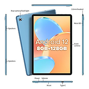 TECLAST Android 12 Tablet 10 inch Tablets, M40Plus 8GB+128GB Tablet, 1TB Expand 8 Core Android Tablet, 2.4G/5G WiFi, 1920*1200 IPS, 7000mAh Fast Charge, Bluetooth 5.0, GPS, Dual Camera, Parent control