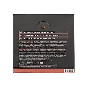 Onnit Alpha BRAIN Focus Energy Shot Supplement - Energy, Focus, Mood, Stress, Brain Booster Drink - Peach (2.5 fl oz, 6 ct)