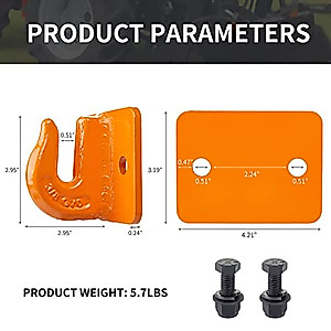 Carforu 3/8" Tractor Bucket Grab Hook, 2 Pack Carbon Steel Bolt on Hooks for Tractor Bucket, Heavy Duty Tow Hook fit for Tractor Bucket, RV, UTV, Truck, Max 15,000 lbs, Orange