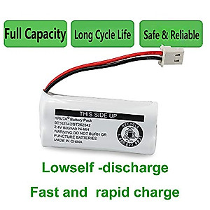 Kruta BT183342/BT283342 BT162342/BT262342 Cordless Phone Battery, Compatible with AT&T VTech Cordless Phone Batteries BT183342/BT283342 BT162342/BT262342 CS6709 CS6609 CS6409 BL102-3 (Pack of 4)