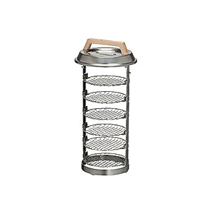 Snow Peak Smokemeister - Stainless Steel with Wood Handle Compact Smoker - 8.5 x 8.5 x 18.5 in