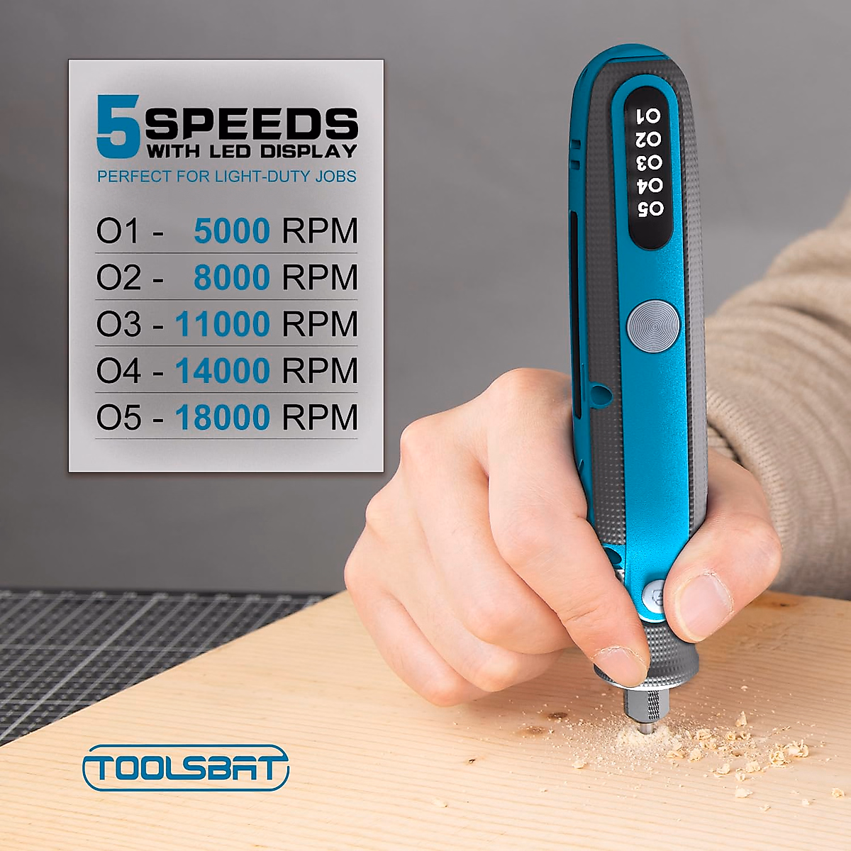 TOOLSBAT Cordless Rotary Tool Kit - 5-Speed Power Rotary Tools with 84 Accessories, 4V Rechargeable Power Rotary Tool, LED Screen Display, Tool Box for Grinding Drilling Cutting Handmade/DIY Creations