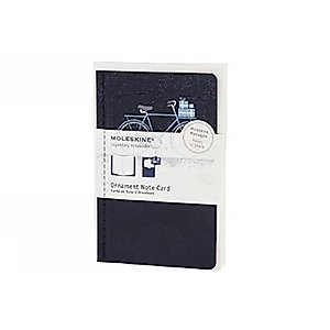 Moleskine Journey Ornament Note Card with Envelope, (3.5" x 5.5") Plain/Blank, Indigo Blue/Snowy Bicycle