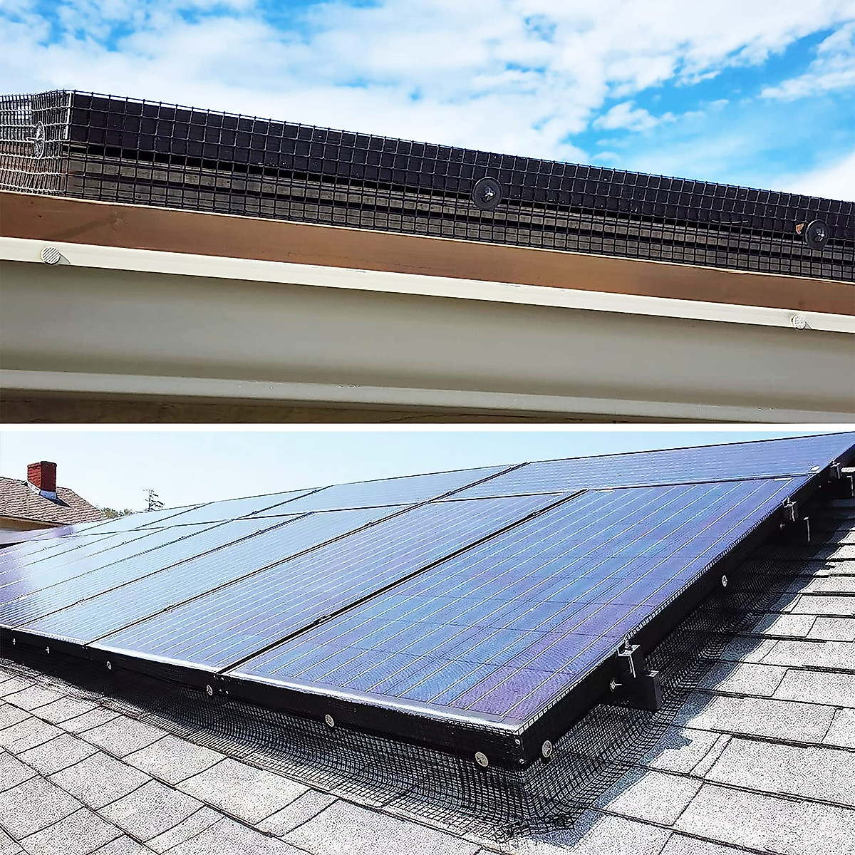 Prolee 100FT Solar Panel Bird/Critter Guard Anti-Rust with 100 Fastener Clips Rooftop Solar Panel Bird Wire Screen, Removable Without Damage (6 Inch x 100 Feet)
