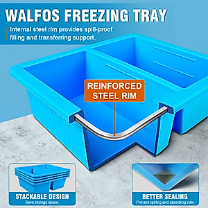 Extra-Large Silicone Freezing Tray with Lid, Walfos 1-Cup Freezer Tray for Soup, Silicone Soup Freezer Container For Storing and Freezing Soup, Broth, Sauce and Ice, 2 Pack