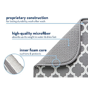 S&T INC. Dish Drying Mat for Kitchen, Absorbent, Reversible Microfiber Dish Mat, 16 Inch x 18 Inch, Bright Marble