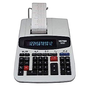 Victor 1297 12 Digit Commercial Printing Calculator White 3" x 8" x 11"